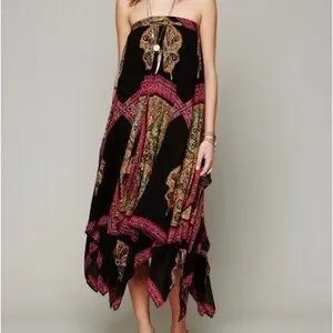 Free People | Dresses | Free People Red And Blue Maxi Dress | Poshmark